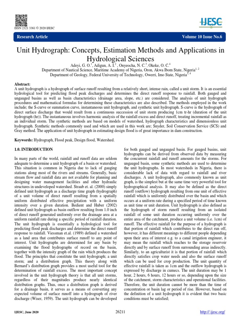 .Unit Hydrograph Concepts, Estimation Methods and Applications in Hydrological Sciences PDF ...