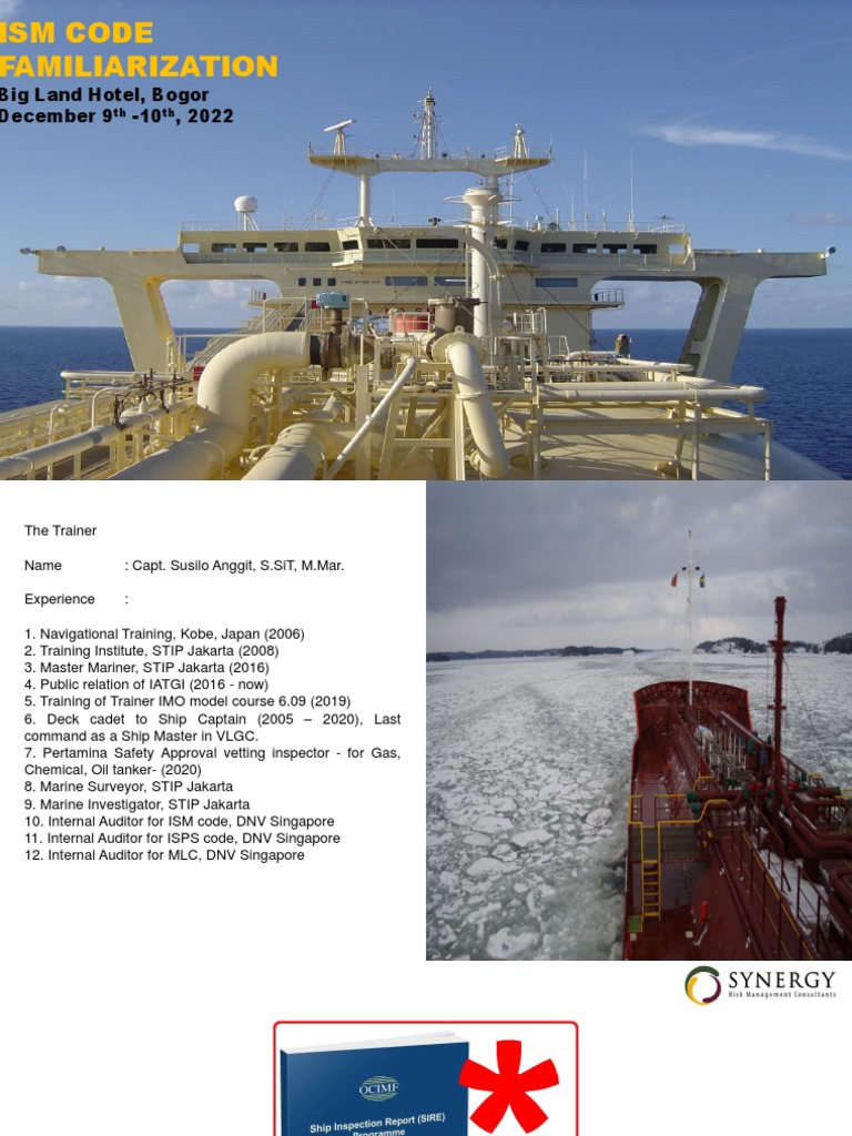 ISM CODE FAMILIARIZATION - Synergy | PDF | Shipping | Safety