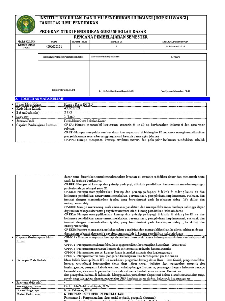 RPS Konsep Dasar Ips Format Baru | PDF