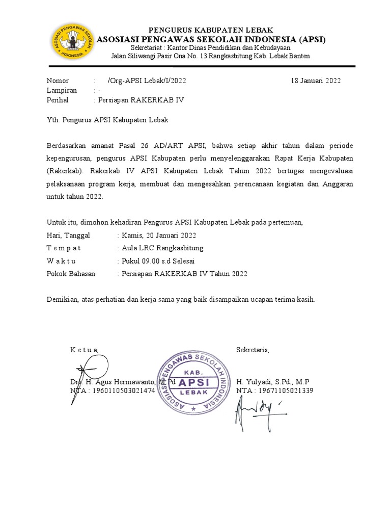 Undangan Rapat Pengurus | PDF