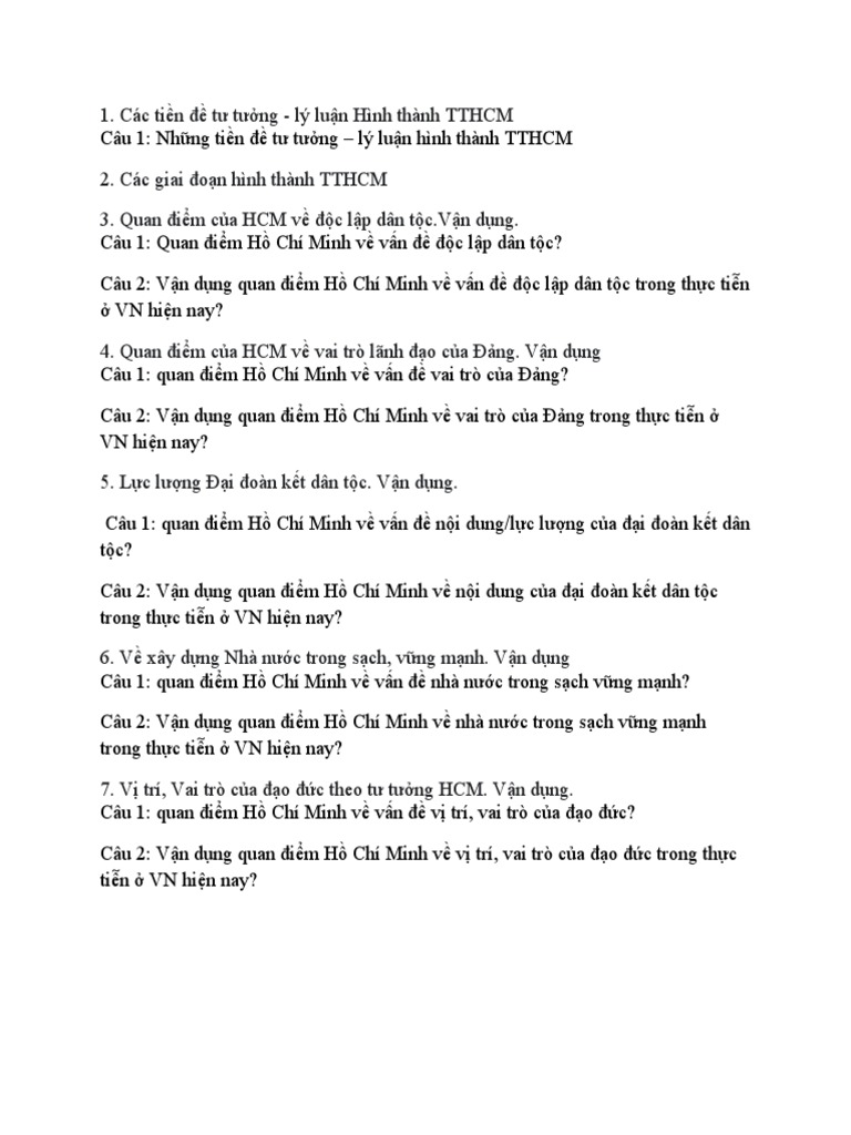 Đề cương TTHCM | PDF