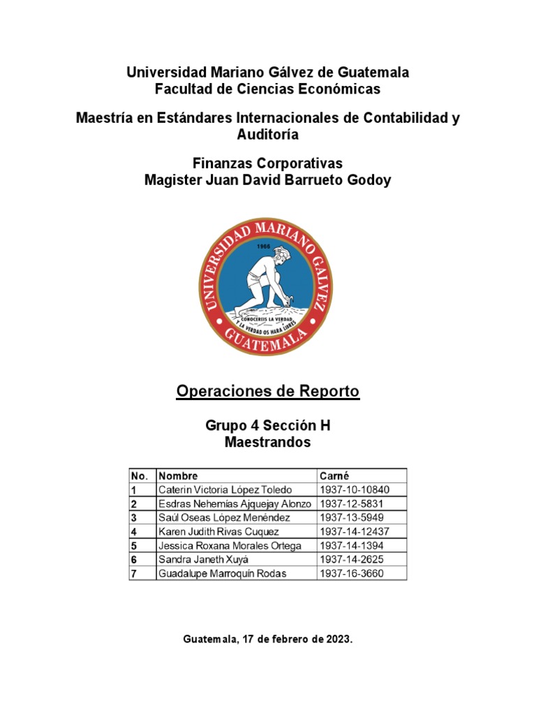 Grupo 4 - Operaciones de Reporto | PDF | Instrumento negociable | Bancos