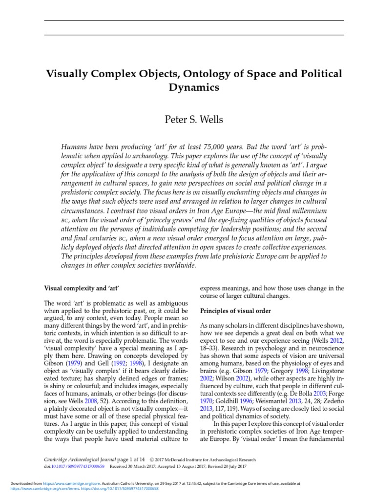 Wells. 2017. Visually Complex Objects, Ontology of Space and Political ...