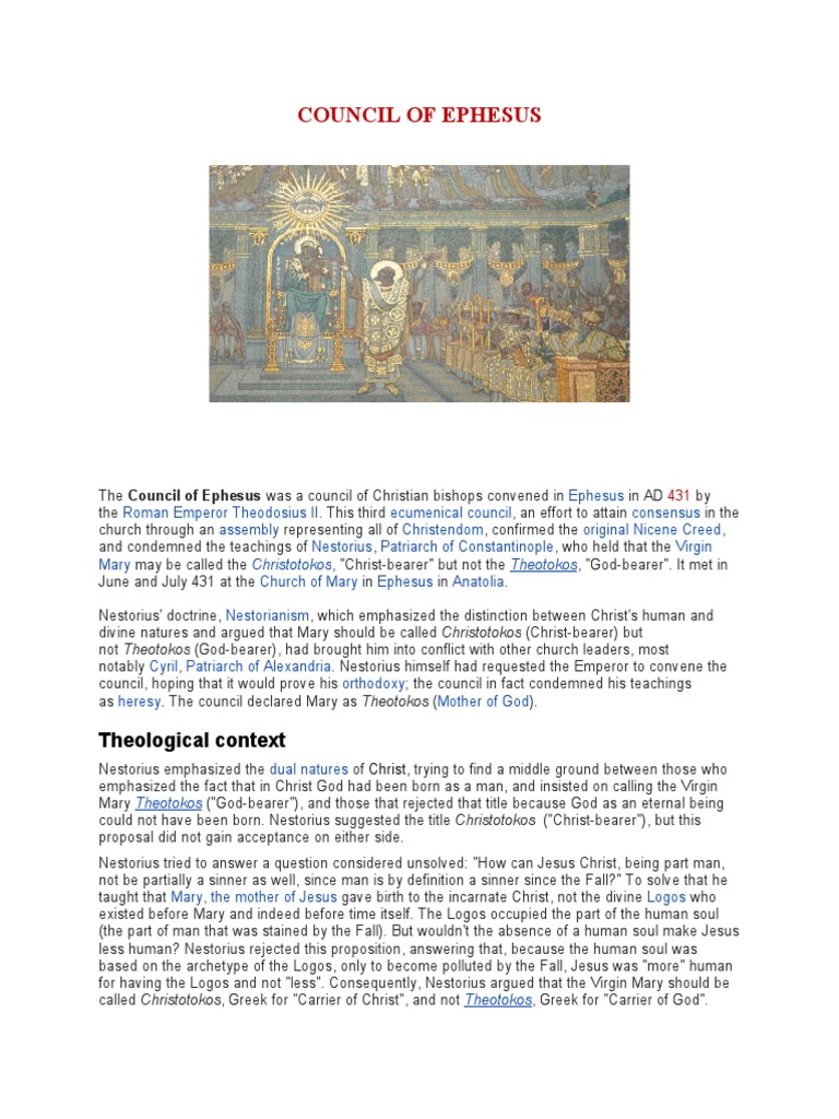 Council of Ephesus | PDF | Christian Theological Movements | Christology