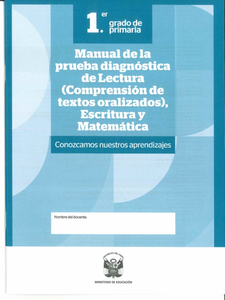 Manual de La Prueba Diagnóstica Delectura y Matemática 1er Grado ...