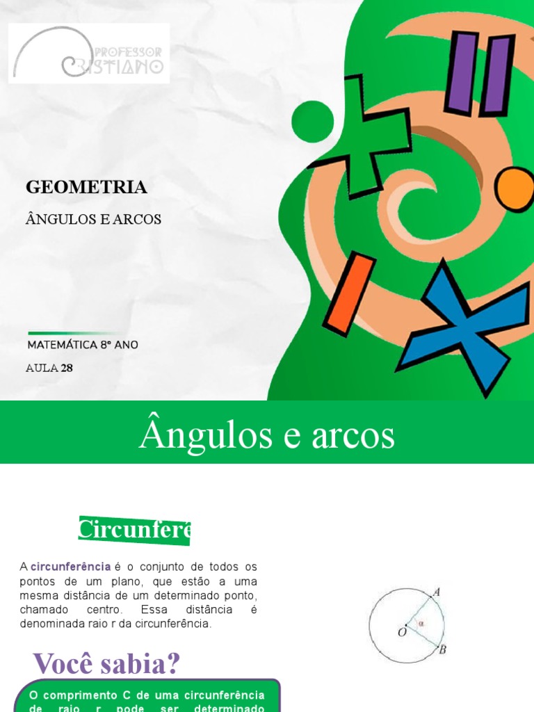 Aula 28 Angulos e Arcos | PDF | Círculo | Curva