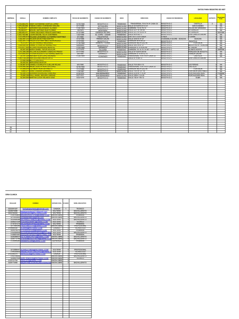 Formato Registro HC Examenes | PDF