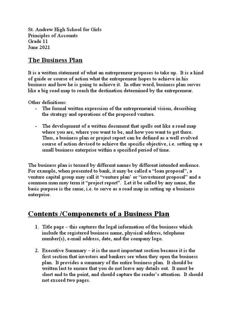 Business Plan POA | PDF | Business Plan | Entrepreneurship