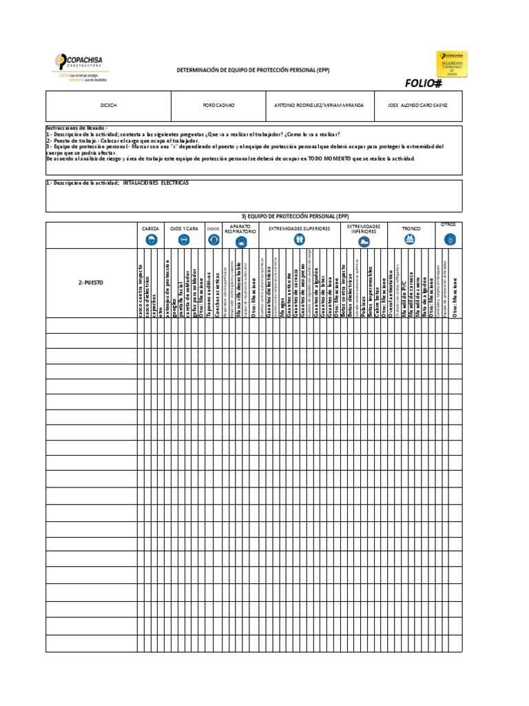Inspeccion de Preusos General Epp Copachisa | PDF | Ropa | Equipo de ...