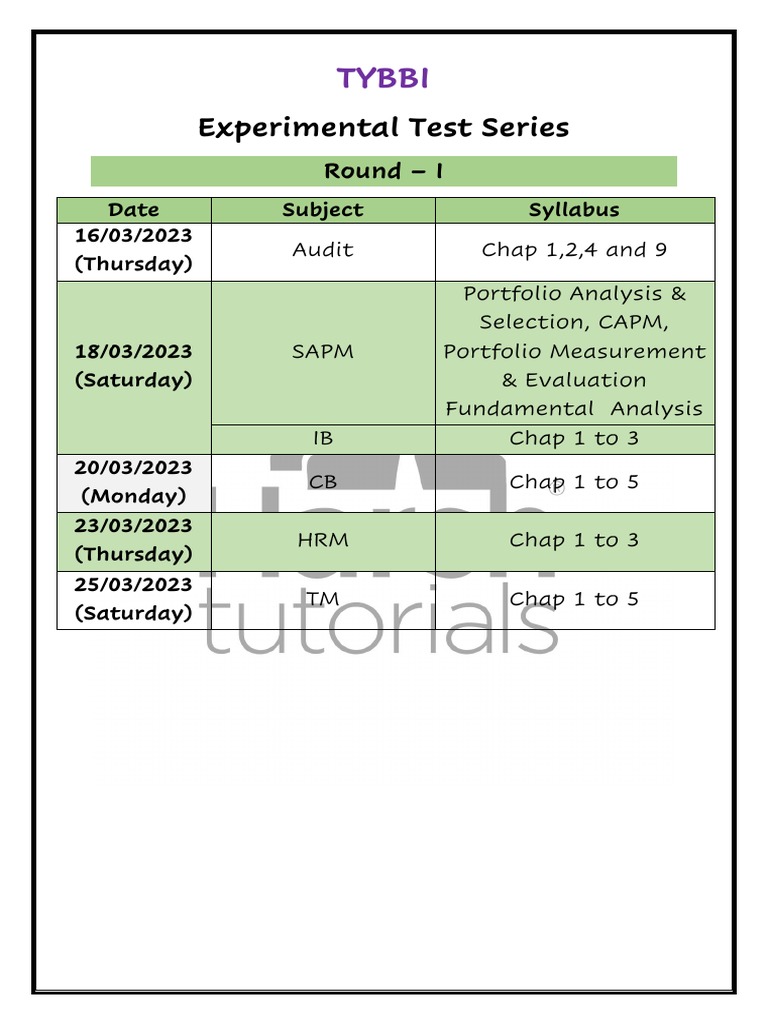 TYBBI - Sem VI - ETS Timetable | PDF