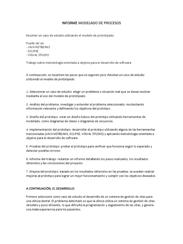 Informe Modelado de Procesos-Pablo Baez PDF | PDF | Ingeniería de software | Software