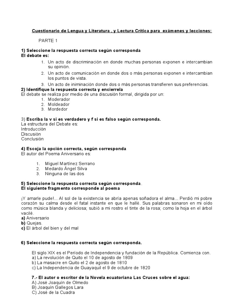 Preguntas Lengua-y-Literatura 3BGU 1 PDF | PDF | Literatura infantil | Agricultura