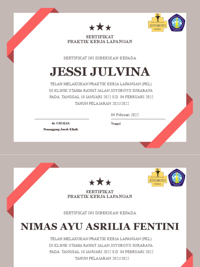Sertifikat PKL | PDF