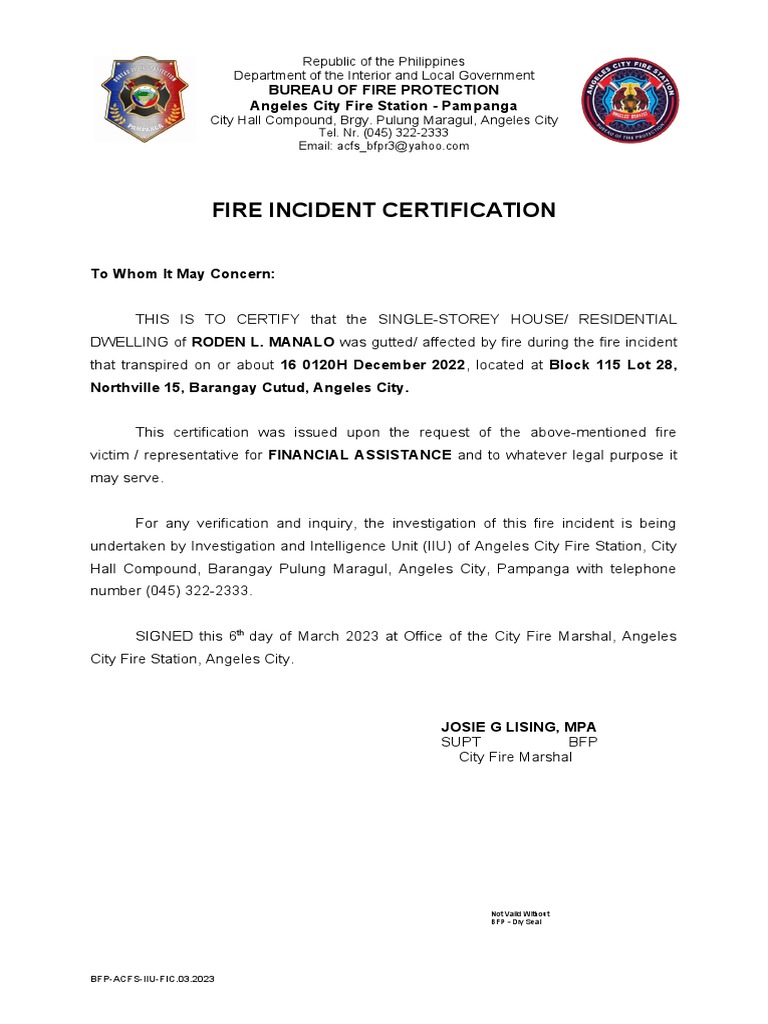 CERT FOR FINANCIAL ASSITANCE - RODEL | PDF