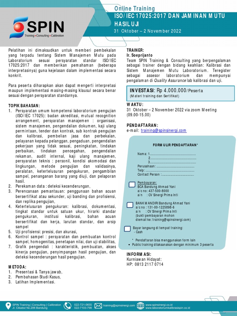 Implementasi ISO IEC 17025 2017 Dan Jaminan Mutu Online | PDF