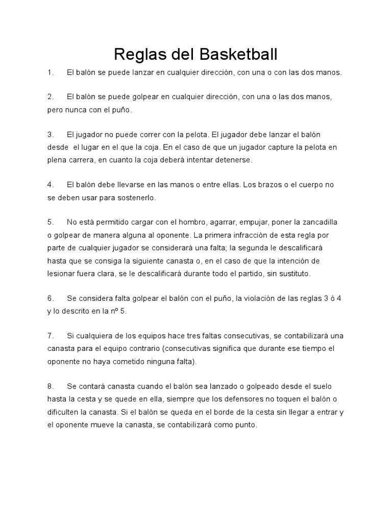 Reglas de El Basket Ball | PDF | Árbitro | Deportes