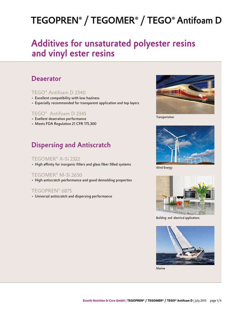 Additives For Unsaturated Polyester and Vinyl Ester Resins | PDF ...