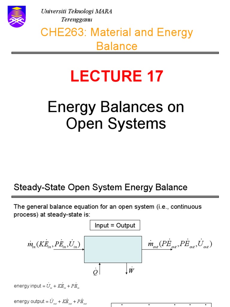 Lecture17 Energybalance Open | PDF | Steam | Enthalpy