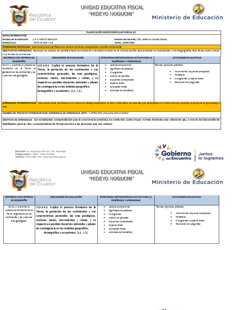 Planificacion de Historia | PDF | Evaluación | Aprendizaje
