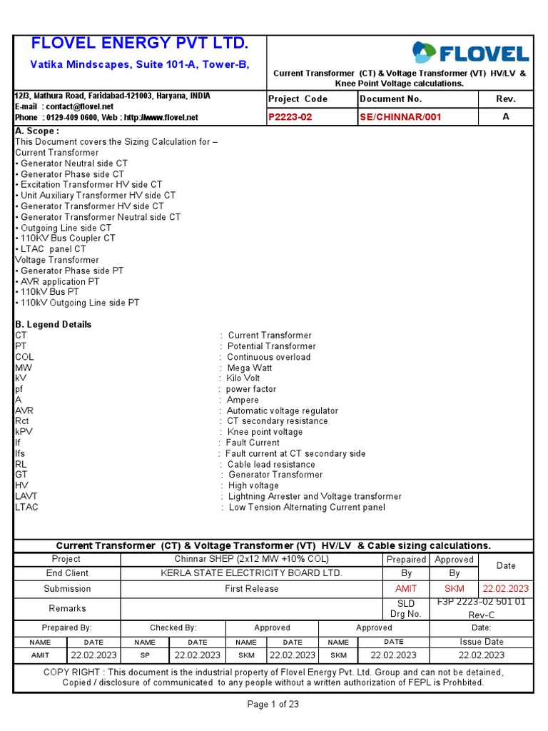 CT, PT & NGT Calculation Sheet 09.03.2023 PDF | Download Free PDF | Transformer | Alternating ...