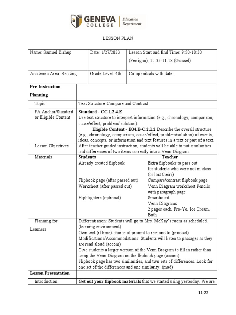 Compare and Contrast | PDF | Lesson Plan | Learning