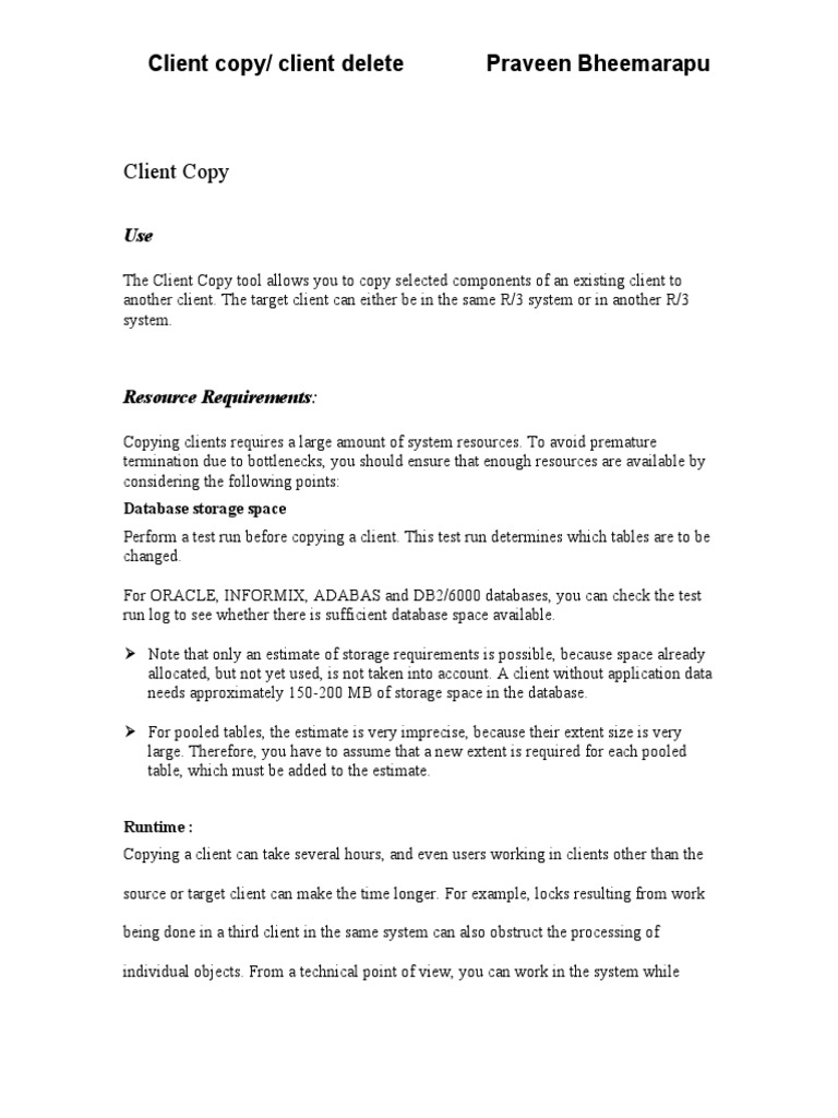 SAP Client Copy - Client Delete | PDF | Databases | Computing