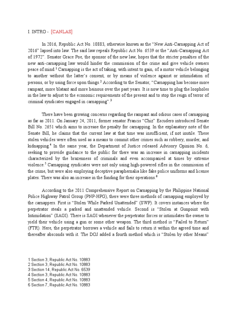 Anti-Carnapping Law | PDF | Carjacking | Theft