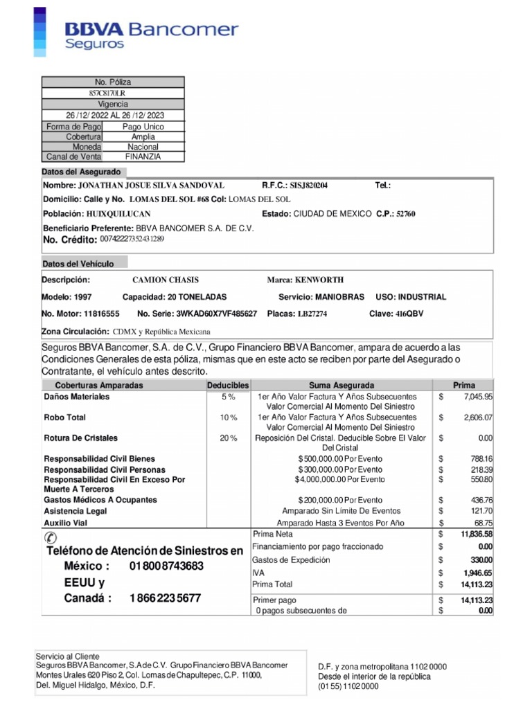 Poliza Bancomer PDF | PDF