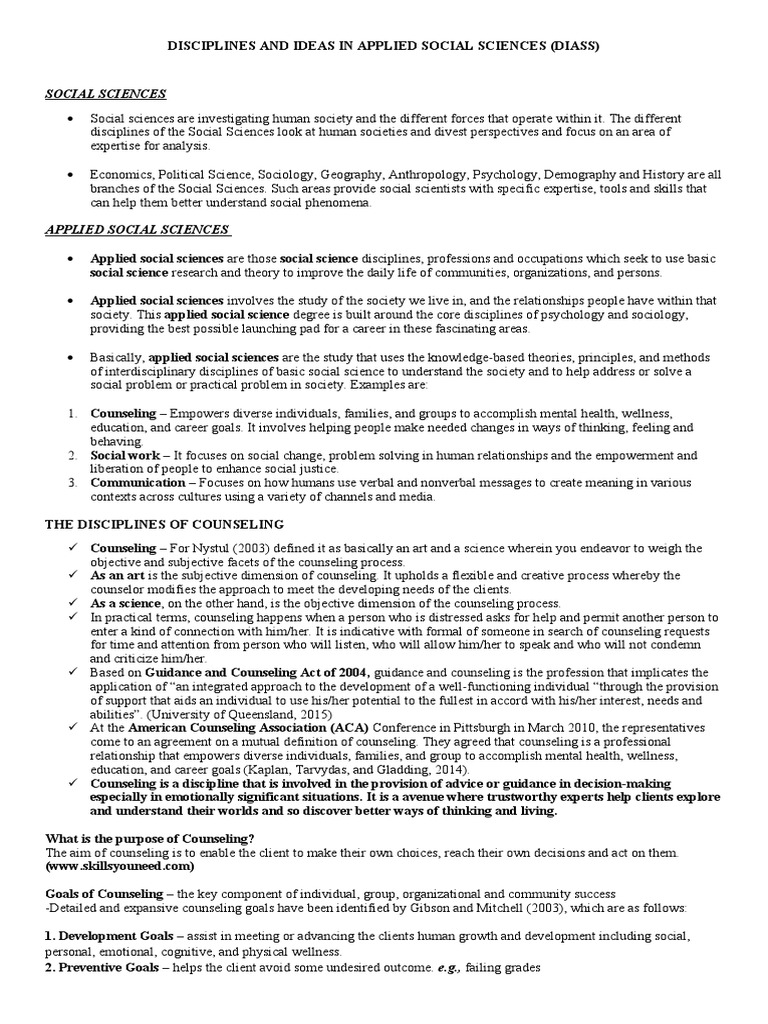 Disciplines in Applied Social Sciences | PDF | Social Sciences ...