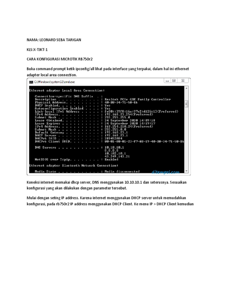 Konfigurasi MikroTik RB750r2 untuk DHCP | PDF | Griya & Taman ...
