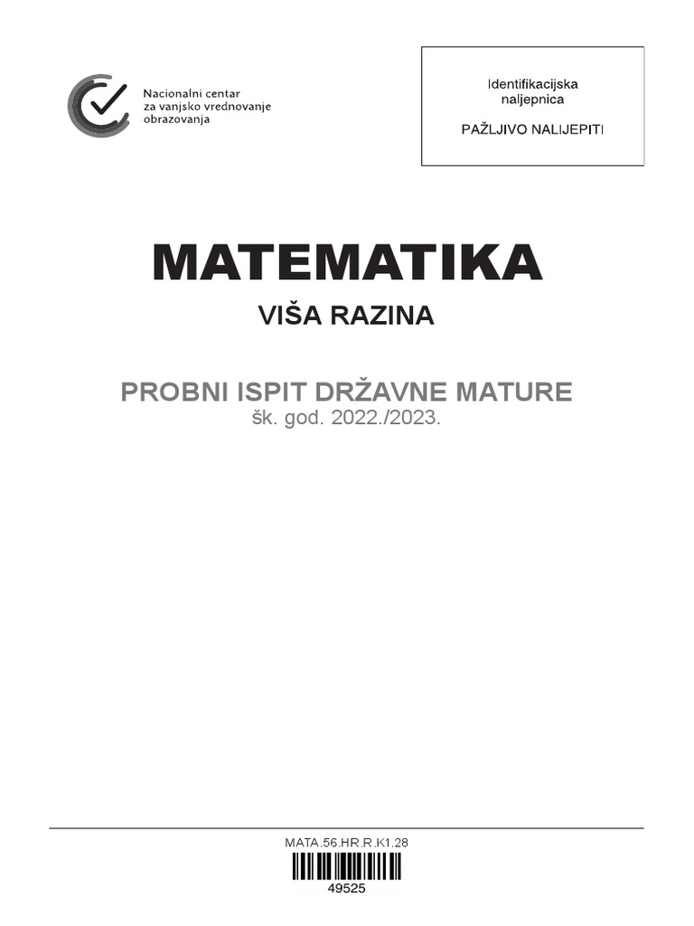 Matematika: Probni Ispit Državne Mature | PDF