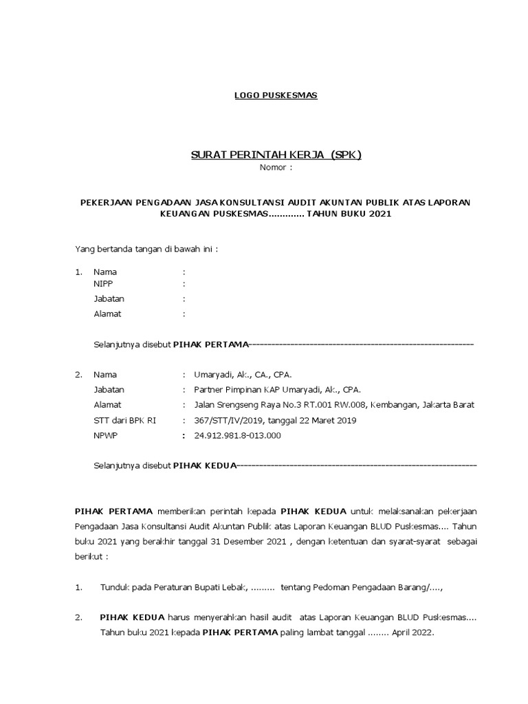CONTOH SPK DAN PROSESNYA | PDF
