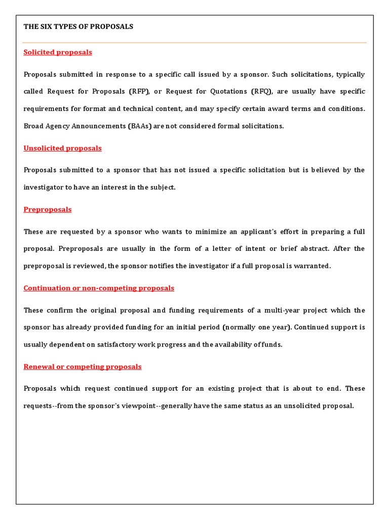 Types of Proposals - 125551 PDF | PDF