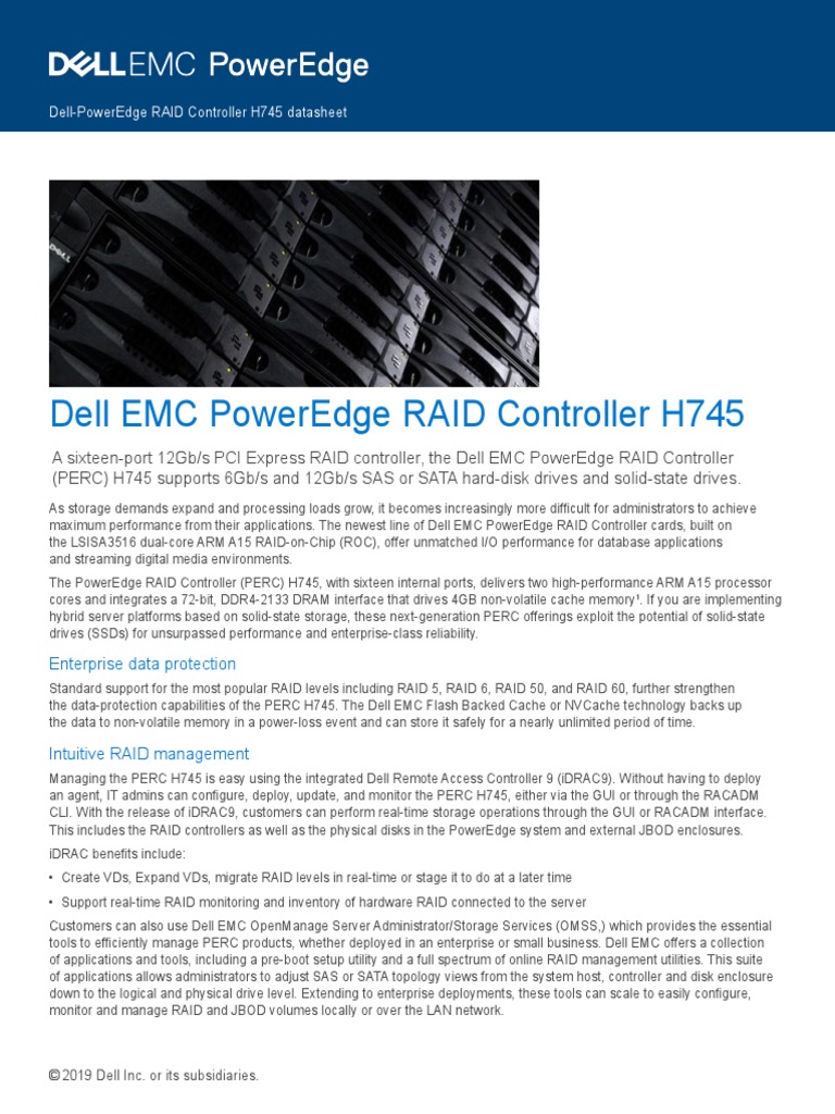 Dellemc Poweredge Raid Controller h745 Datasheet | PDF | Solid State Drive | Computer Data Storage