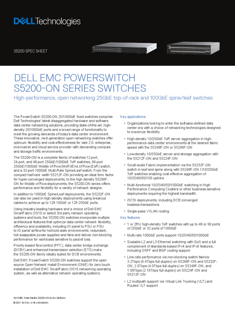 Dell EMC S5200 Series Switches | PDF