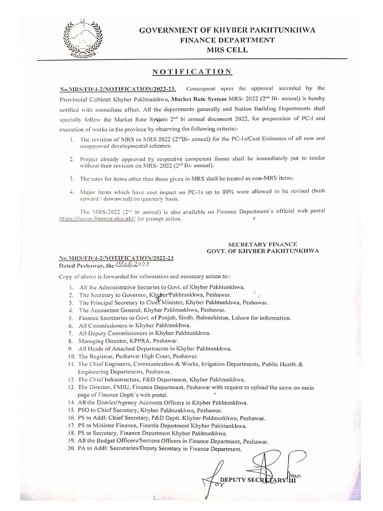 Market Rate System 2022 Notification 14-08-2022 (2nd Bi Annual) | PDF