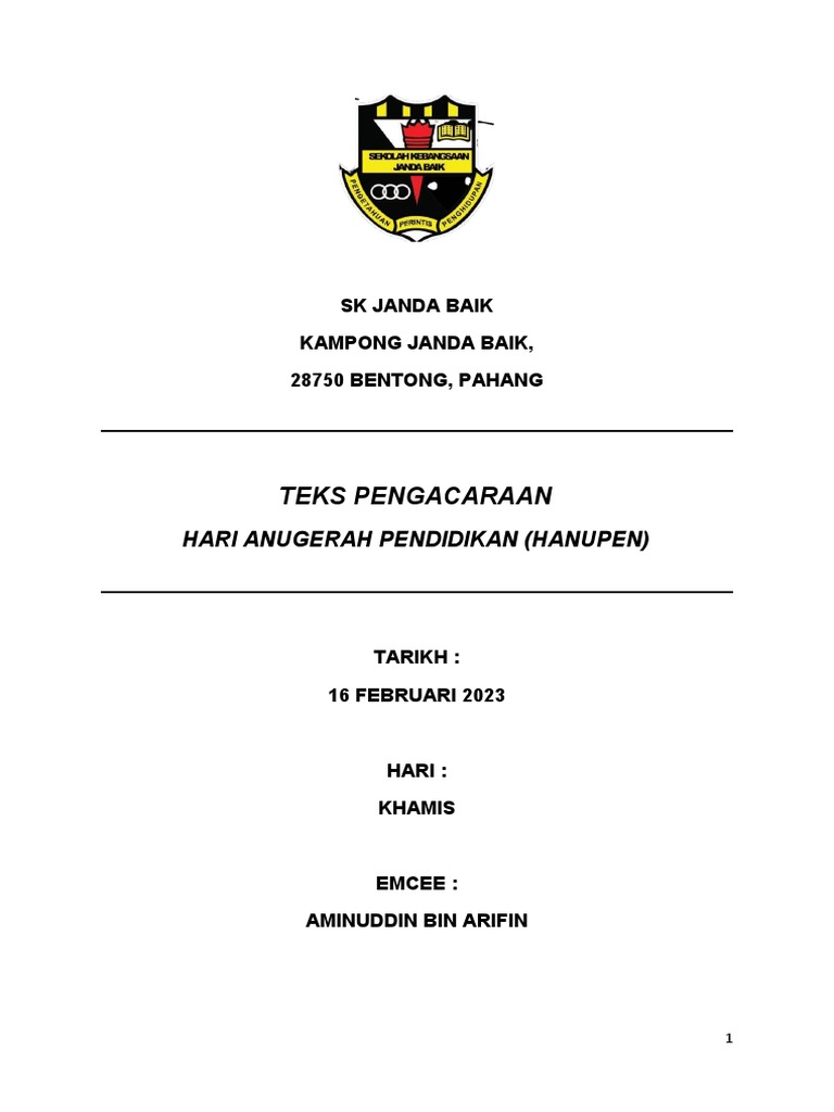 Anugerah Kecemerlangan SK Janda Baik 2023 | PDF