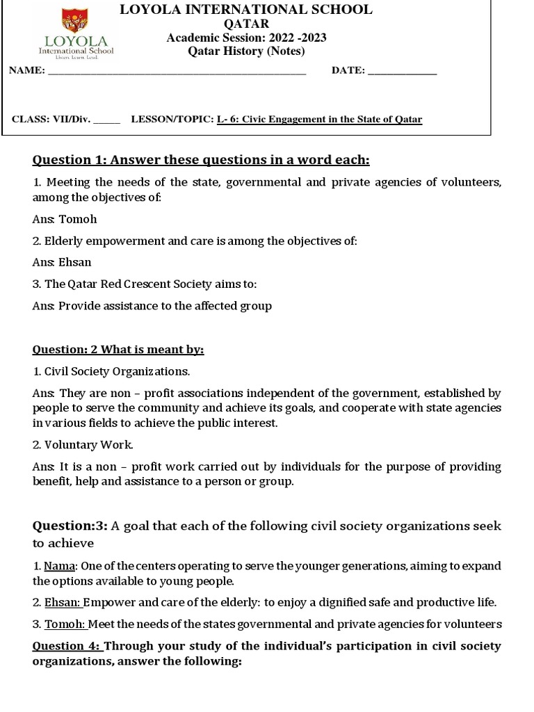 Qatar History Notes on Civic Engagement | PDF