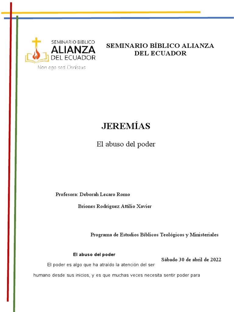 Ensayo - El Abuso Del Poder | PDF | Pecado | Jeremías