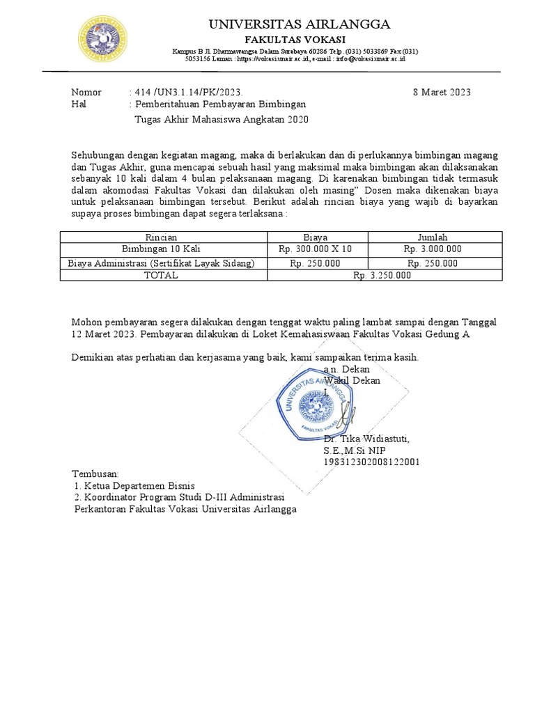 Surat Pengantar Magang_Kantor PLN UID JAWA TIMUR-Dzakwan Dandi A.W | PDF