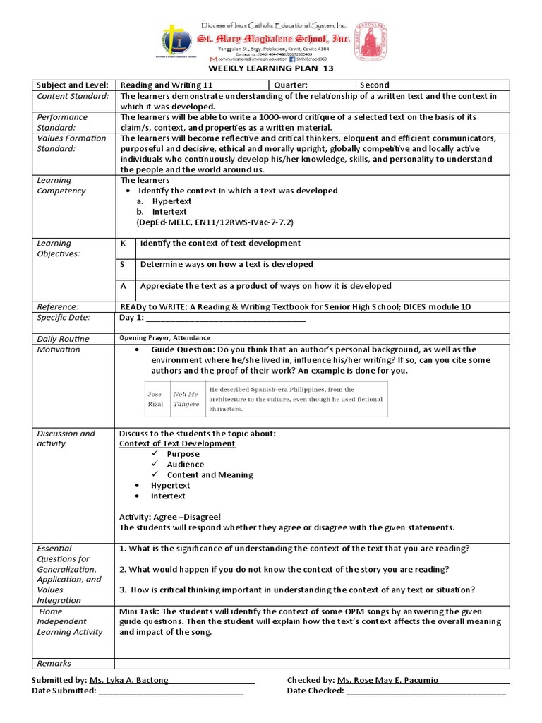Week 13 - Reading and Writing | PDF | Learning | Critical Thinking