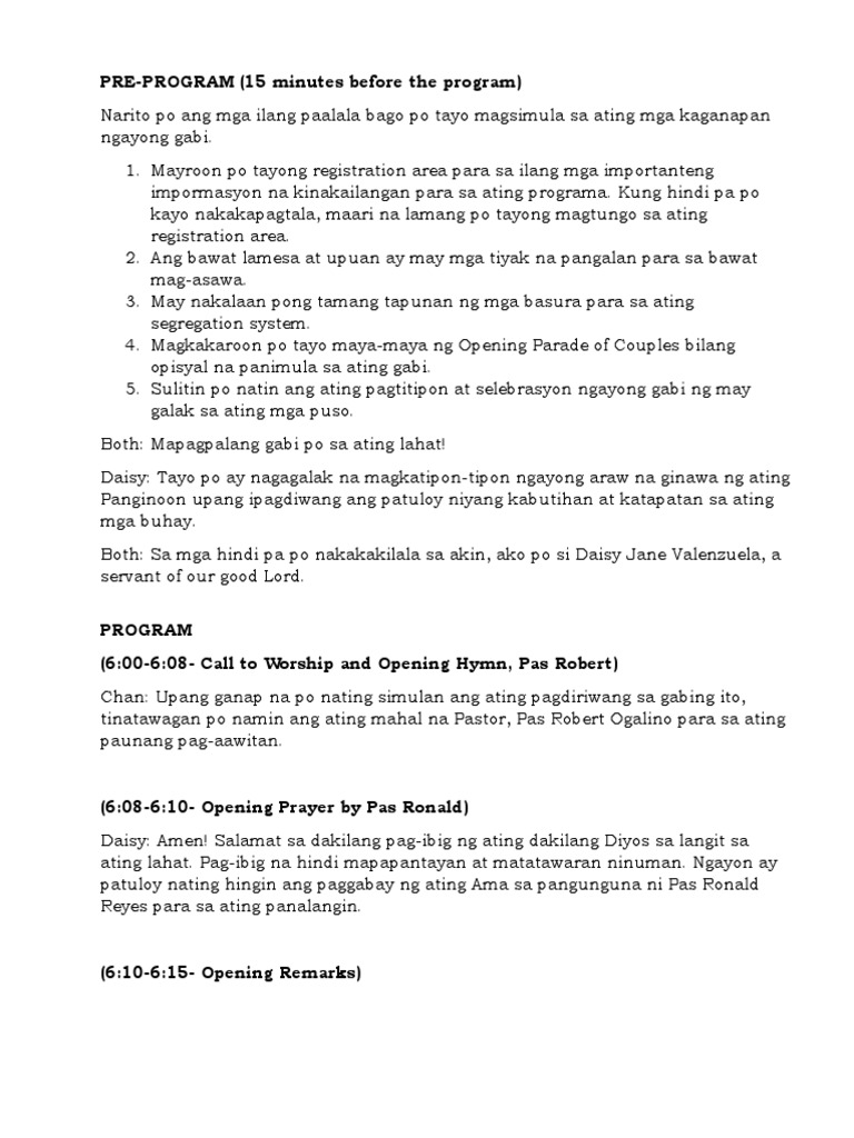 Emcee's Script Couple's Night 3.0 | PDF