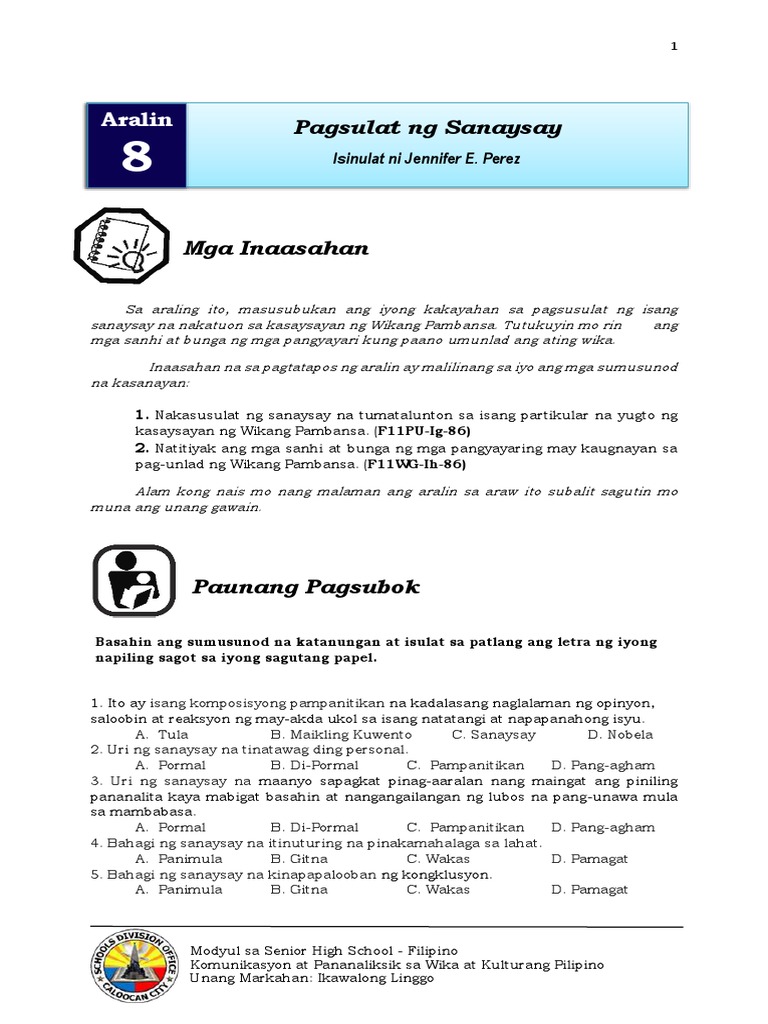 Filipino 11 Komunikasyon Q1 Week 8 | PDF