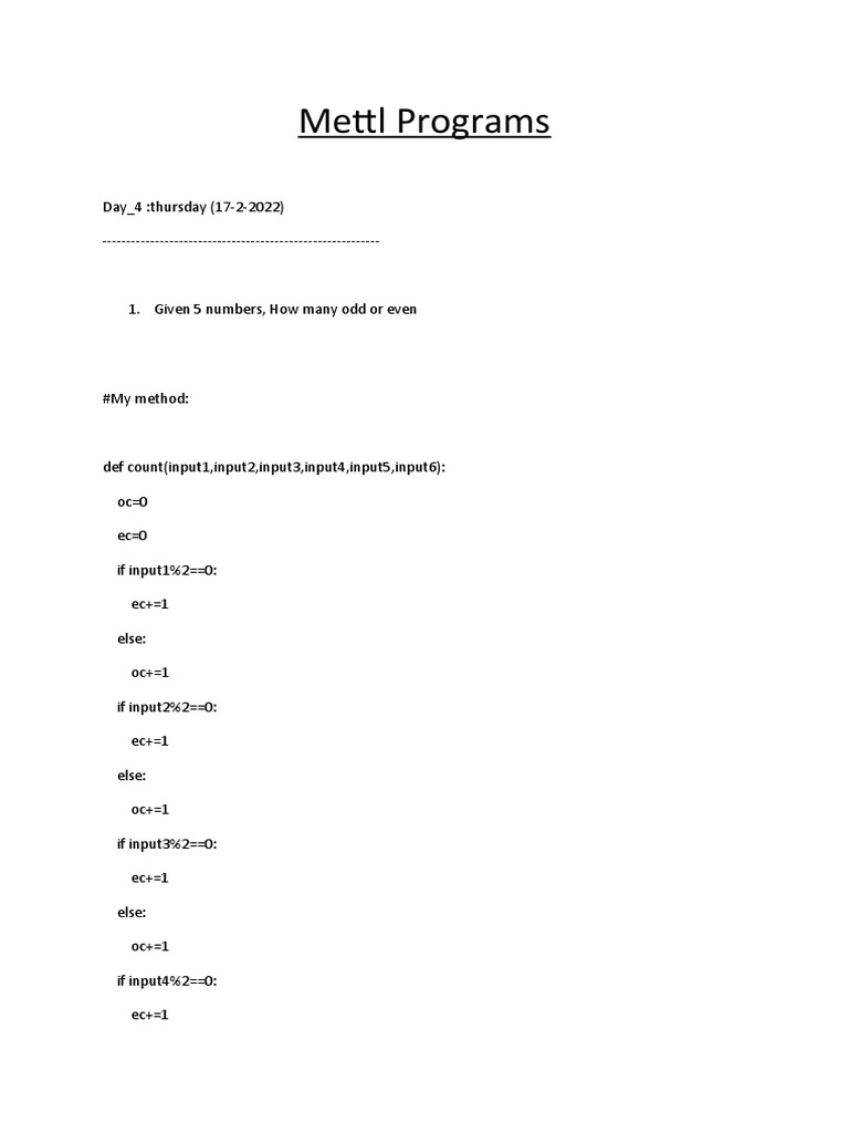Mettl Python Test Solutions | PDF
