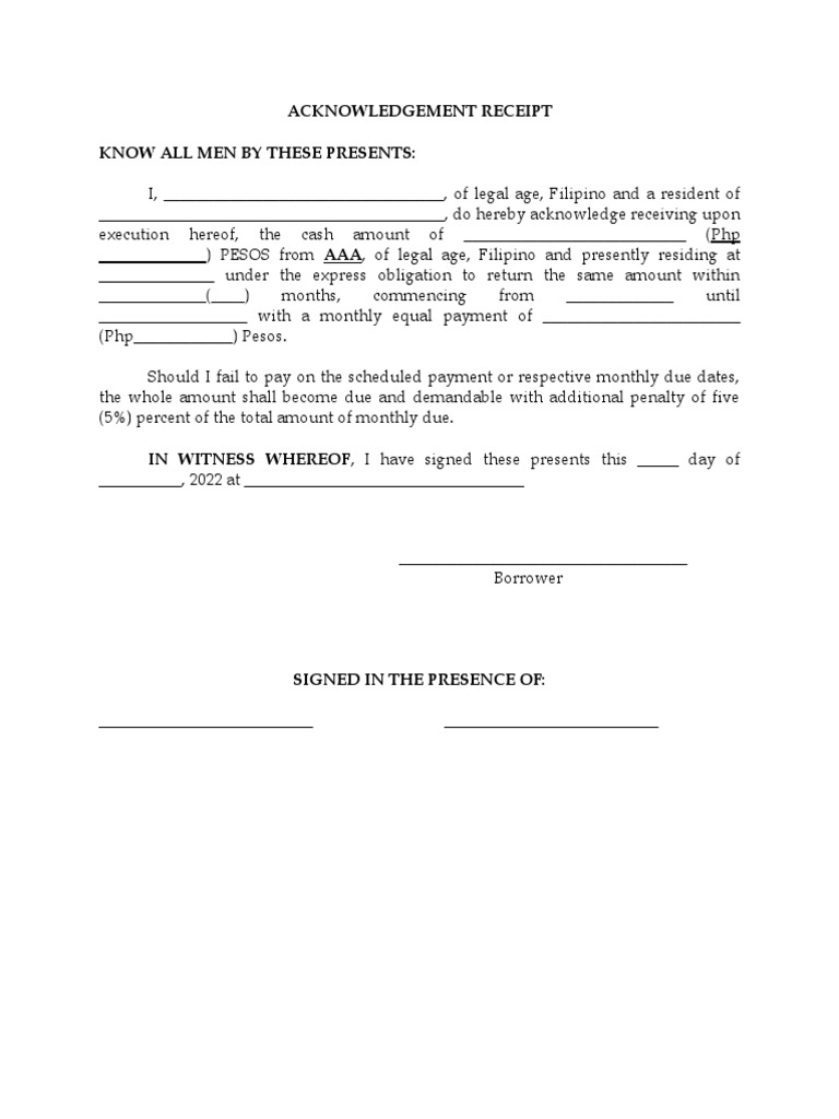Acknowledgement Receipt | PDF