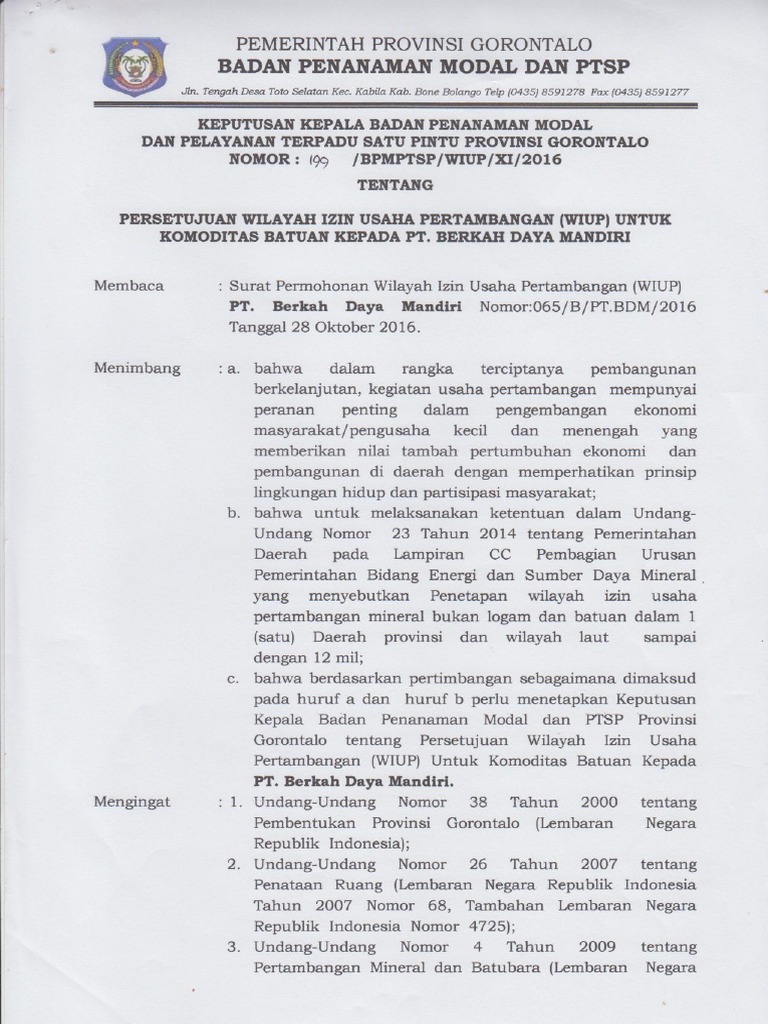 Surat Ijin WIUP | PDF