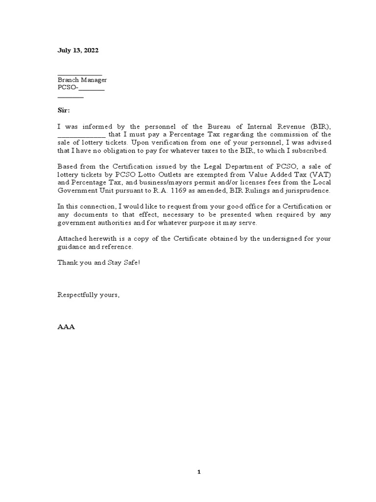 Request For Certification | PDF