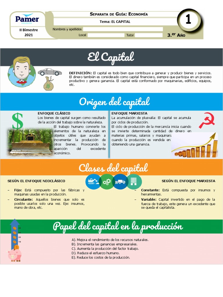 GUÍA - 3.° Año - SEM1 - ECO - II BIM | PDF | Capital (economía) | Excedente económico