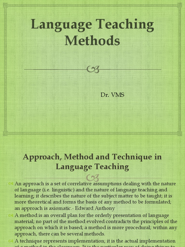 Language Teaching Methods | PDF | Language Education | Second Language Language Teaching Methods | PDF | Language Education | Second Language