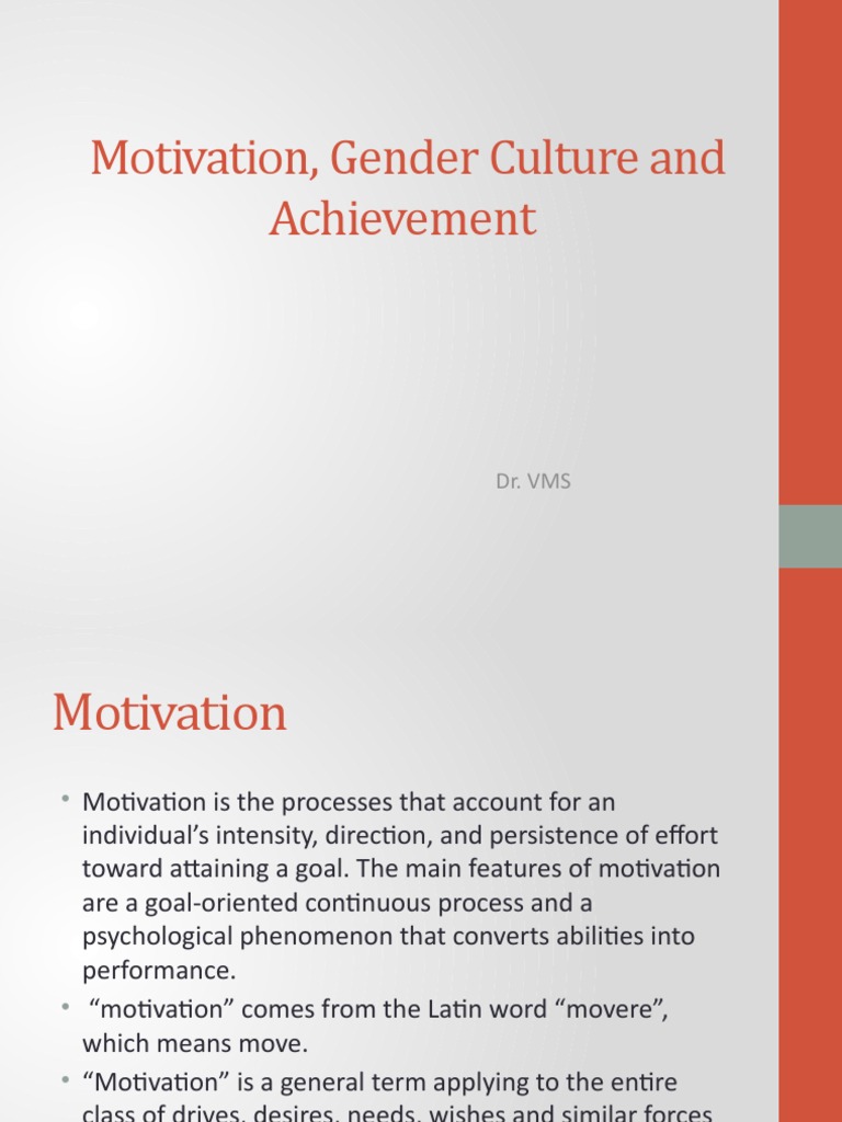 Motivation Gender Culture And Achievement Pdf Motivational